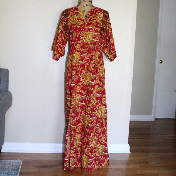 Tiki Togs | Dresses | Vintage Tiki Togs Suva Fiji Hawaiian Red Gold ...